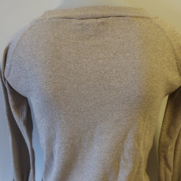 Minnie Rose | Sweaters | Minnie Rose Metallic Gold Keyhole Sweater S ...